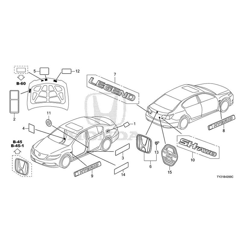 [NEW] JDM HONDA LEGEND HYBRID KC2 2016 Emblem/Caution Label GENUINE OE – JDM Yamato